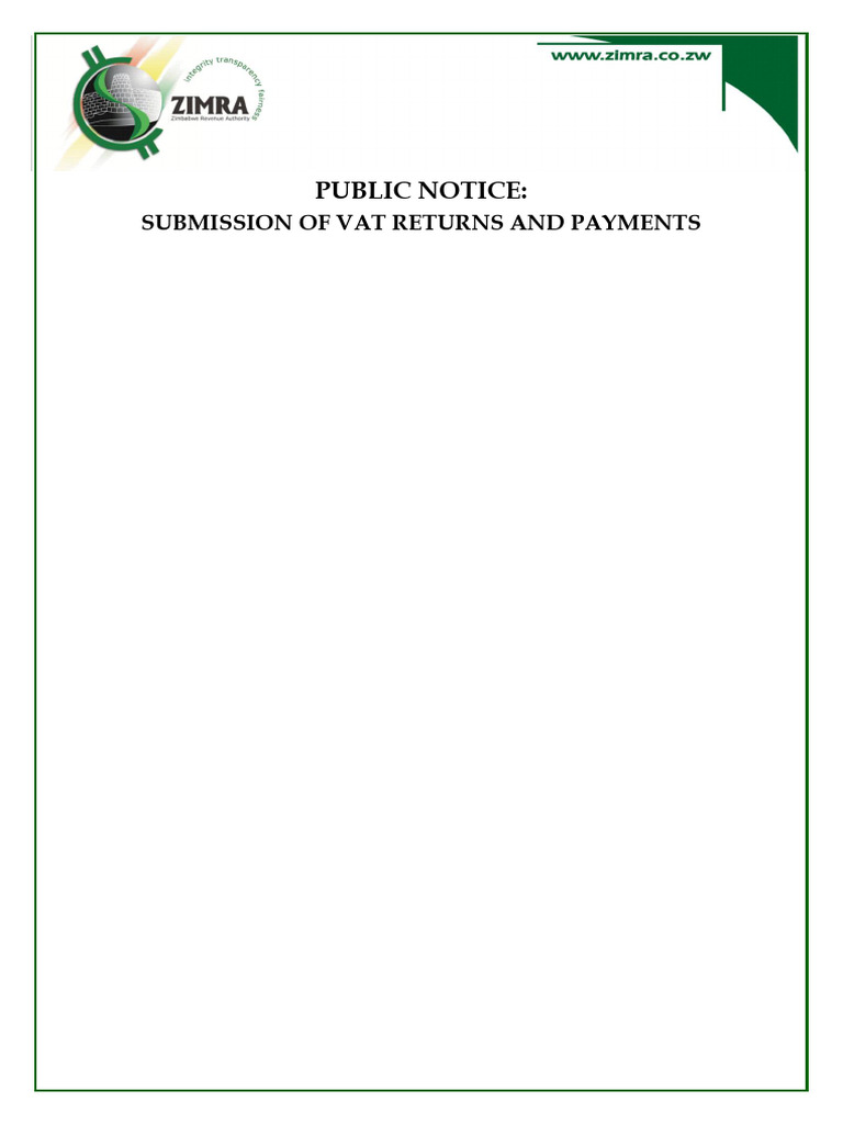 Zimbabwe VAT Return Submission Guidelines | PDF | Value Added Tax ...