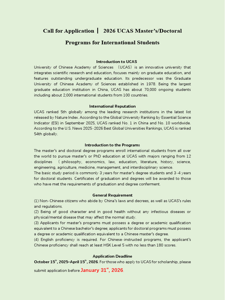3 2026 UCAS Master’s and Doctoral Programs for International Students ...