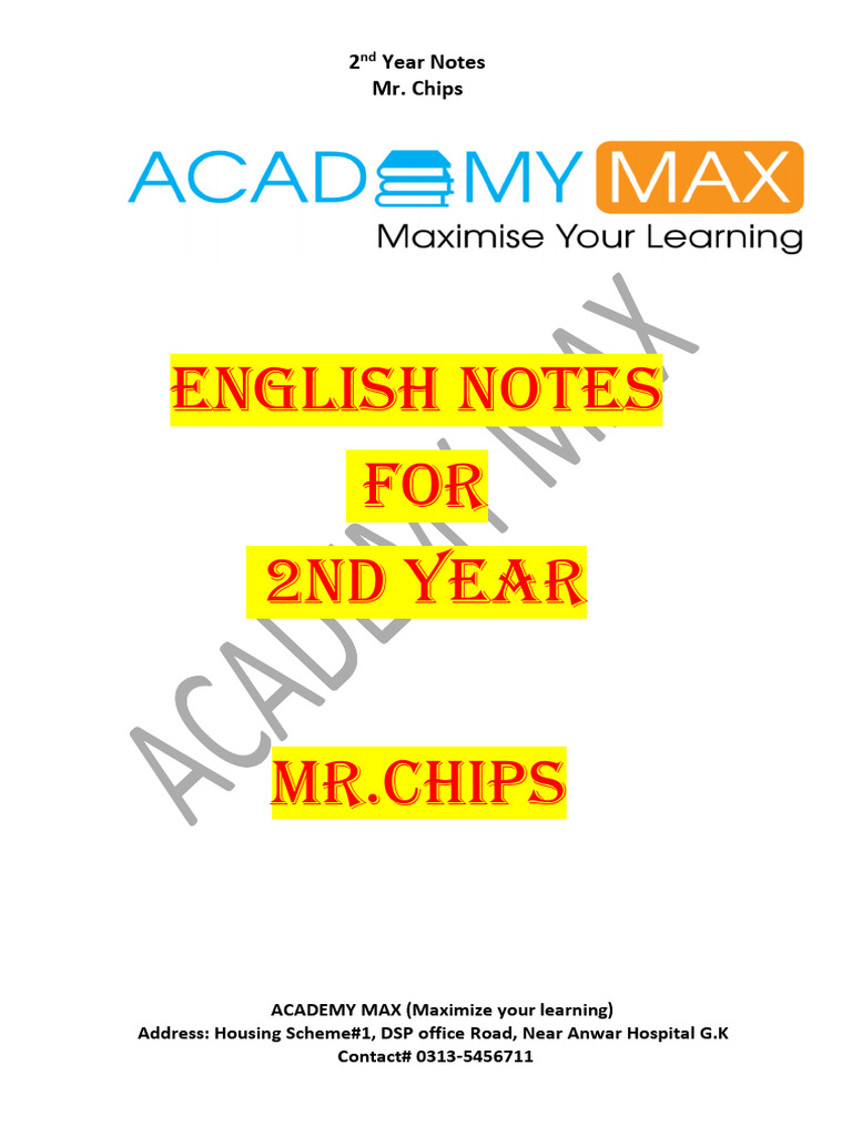 2nd Year Mr. Chips English Notes | PDF