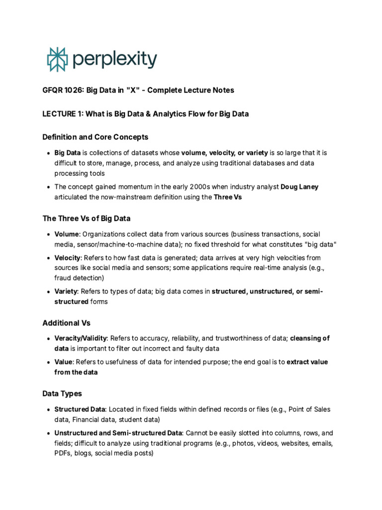 GFQR 1026_ Big Data in _X_ - Complete Lecture Note | PDF | Cloud Computing | Radio Frequency ...