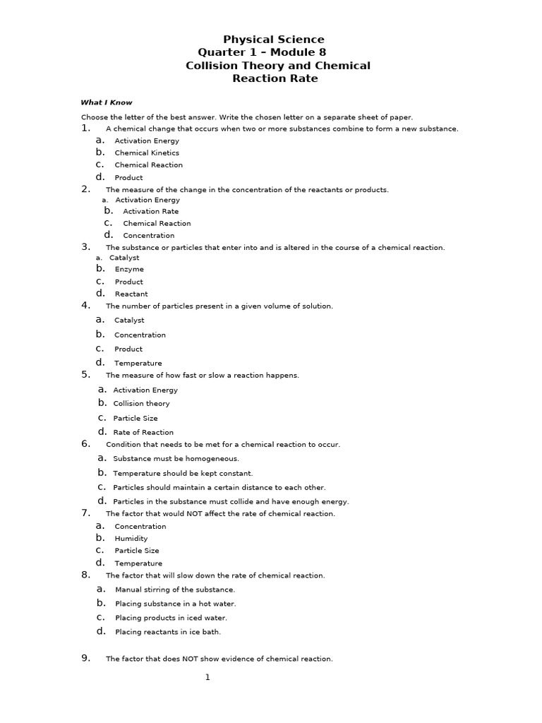 Collision Theory and Reaction Rates | PDF | Reaction Rate | Chemical ...