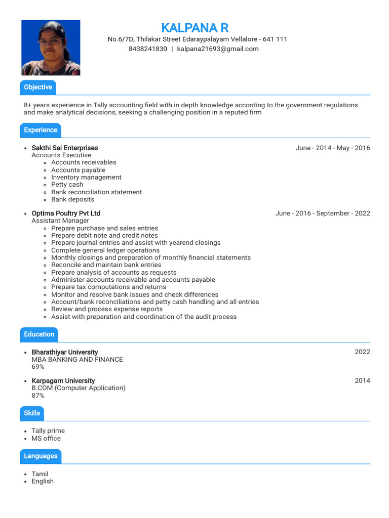 Kalpana R CV | PDF