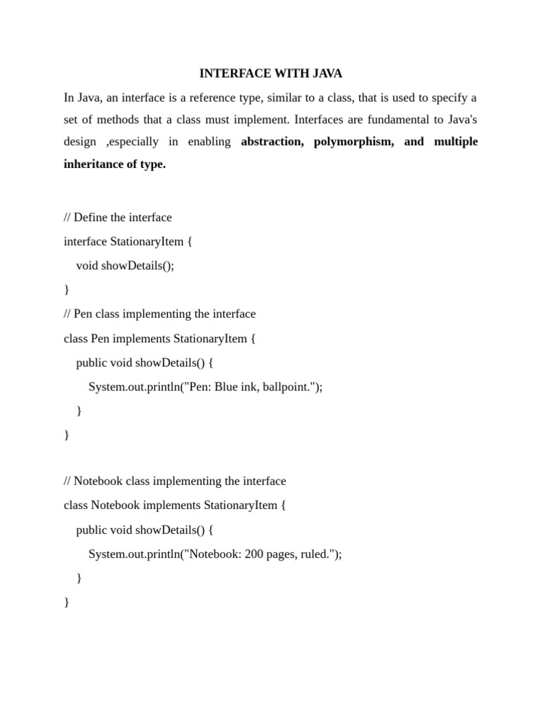 Interface With Java | PDF