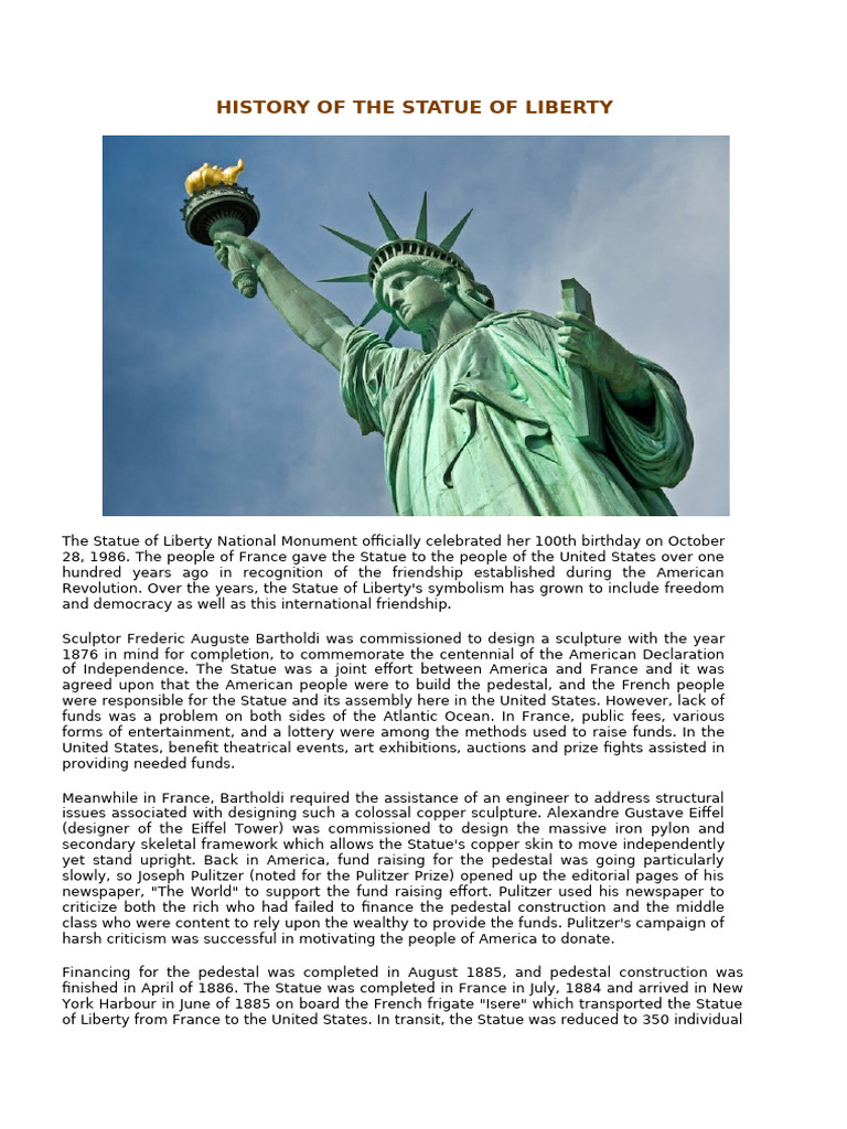 The History of The Statue of Liberty CLT Communicative Language ...