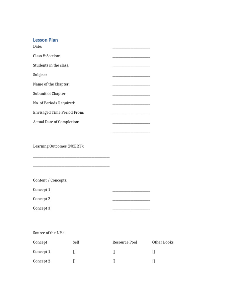 Lesson Plan Exact Layout | PDF