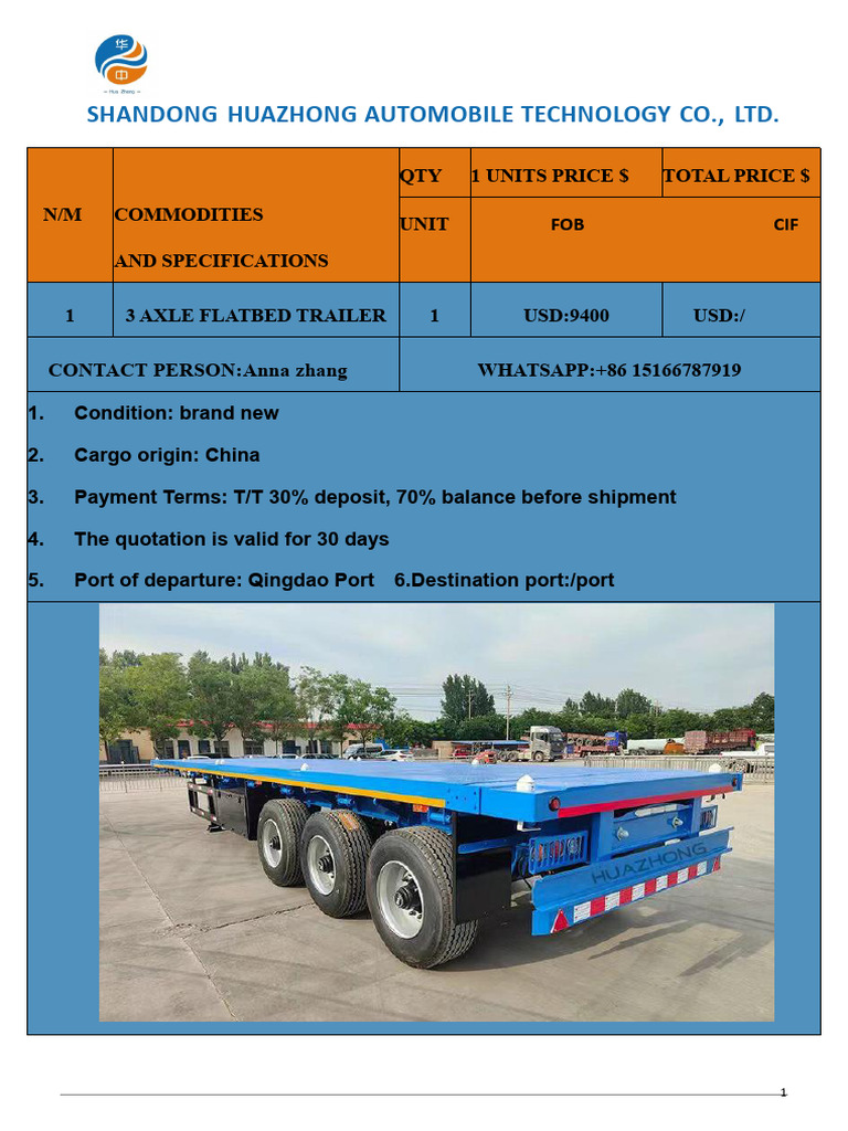 3 Axle Flatbed Trailer Specifications | PDF