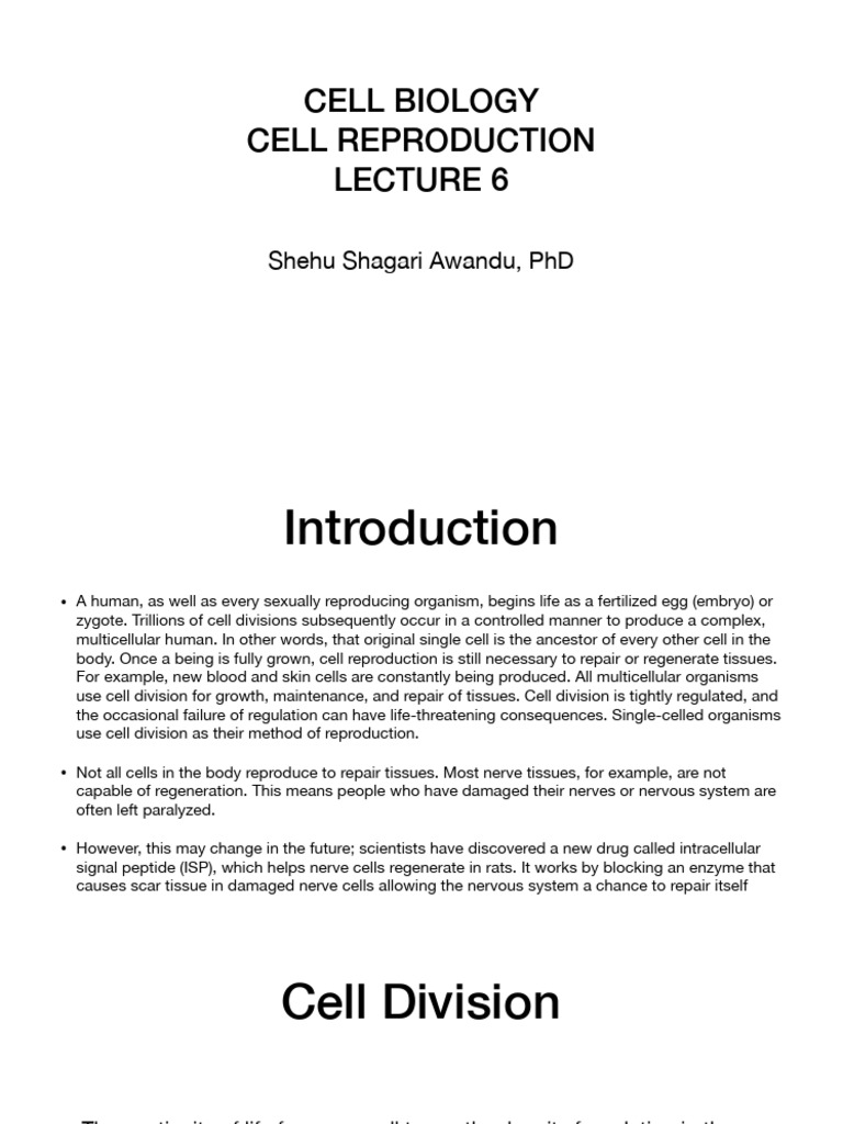 Cell Biology Lecture on Cell Cycle Notes | PDF | Mitosis | Cell Cycle