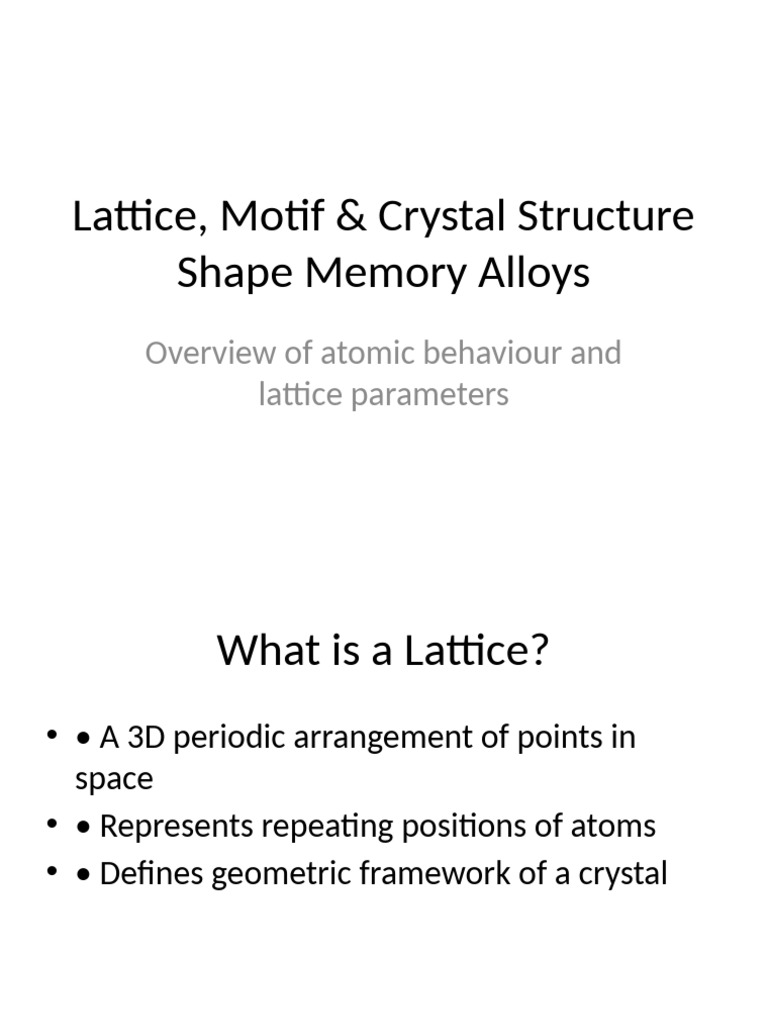 Lattice and Crystal Structure in SMAs | PDF