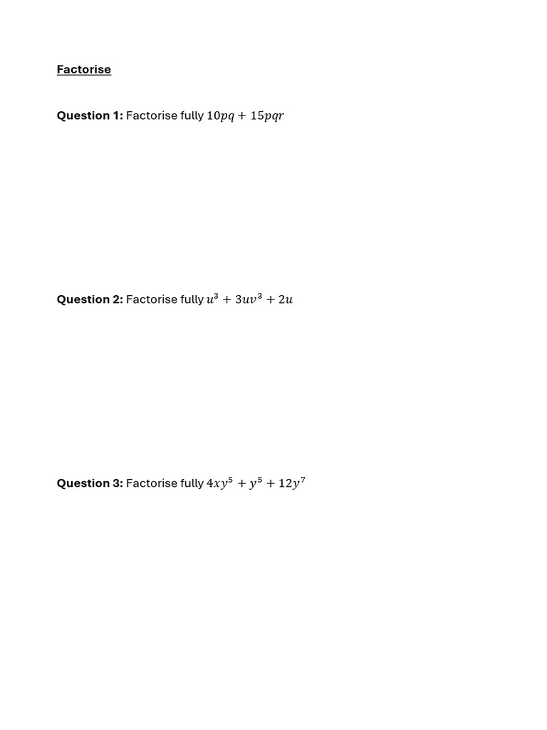 Factorization and Expansion Exercises | PDF | Mathematics | Arithmetic