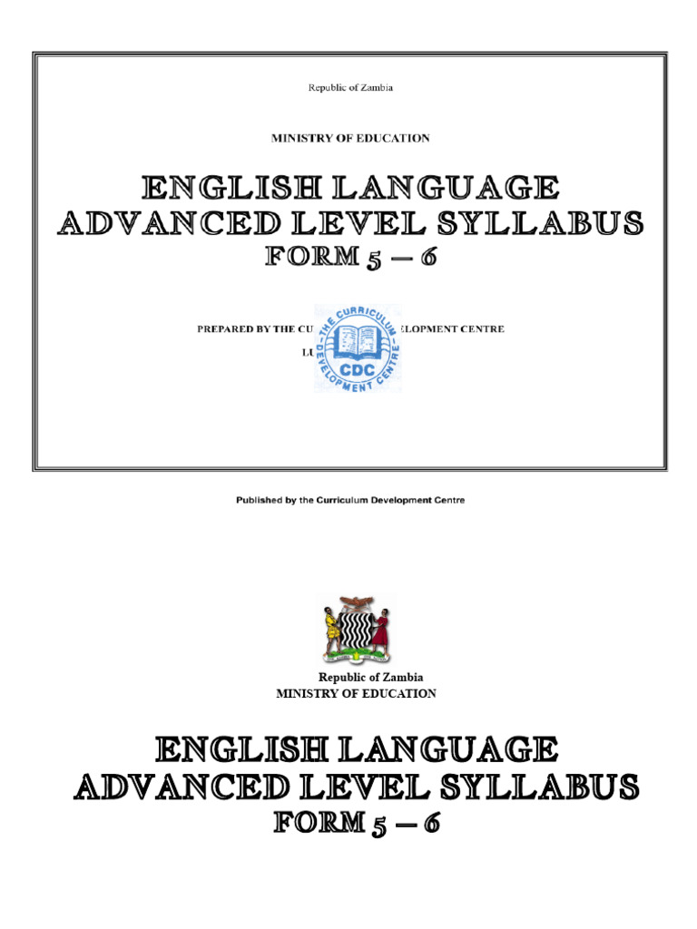 Zambia Advanced English Syllabus 2024 | PDF | Verb | Phrase