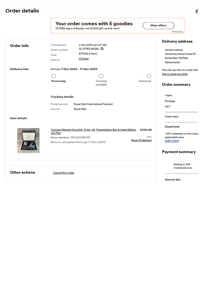 Order Details _ EBay | PDF | Mail | Postage Stamp