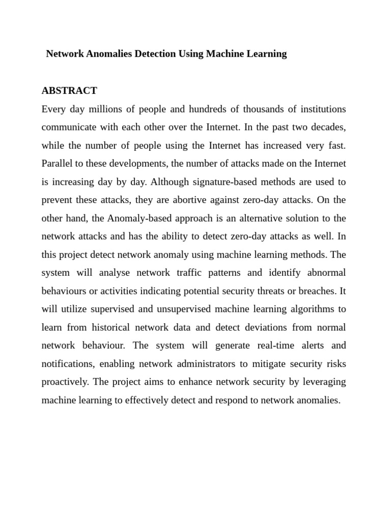 Network Anomalies Detection Using Machine Learning | PDF | Machine Learning | Computer Security
