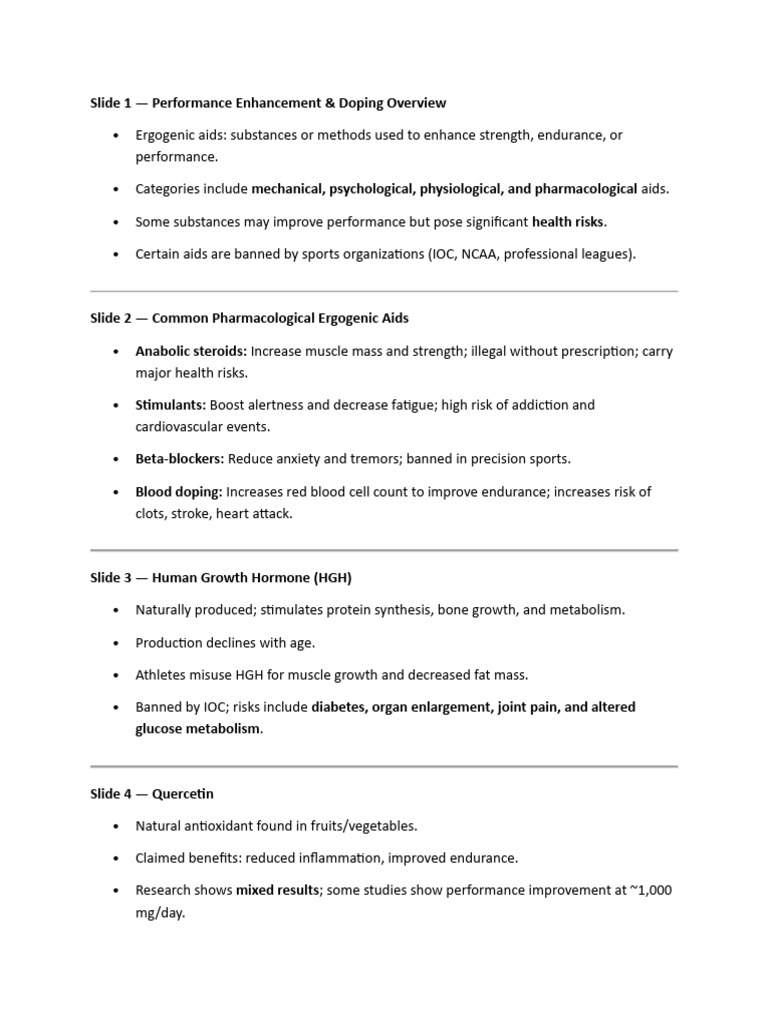 Performance Enhancing Substances | PDF | Testosterone | Medical Specialties