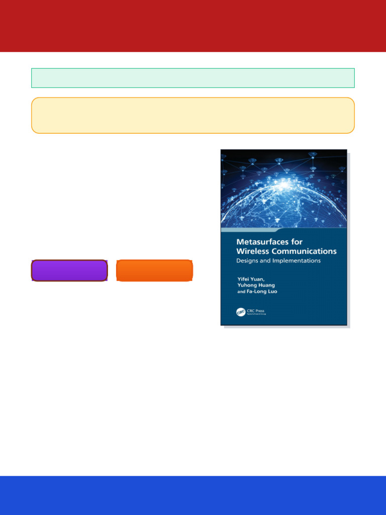 Metasurfaces for Wireless Communications Designs and Implementations 1st Edition Yuan Yifei ...