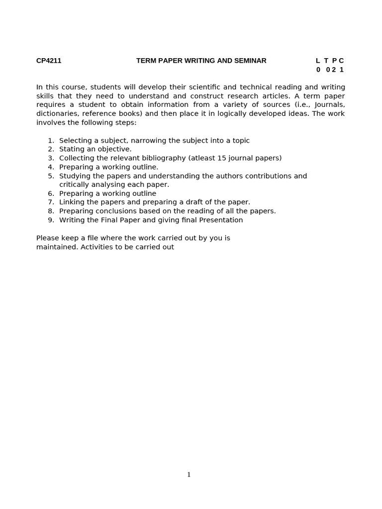 Term Paper Writing-1 | PDF | Evaluation