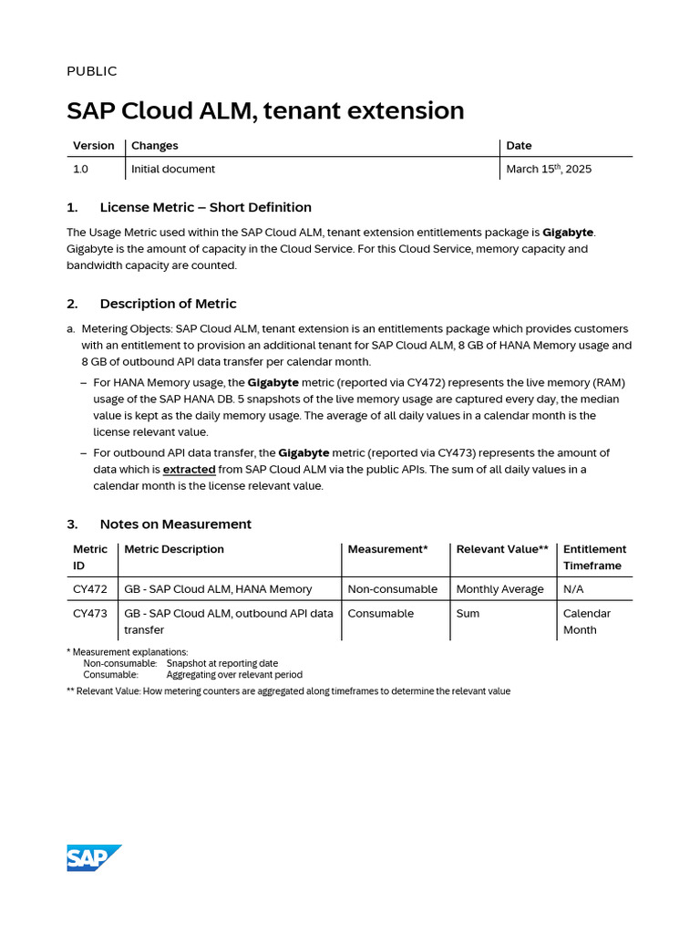SAP Cloud ALM Tenant Extension Metrics | PDF | Computing
