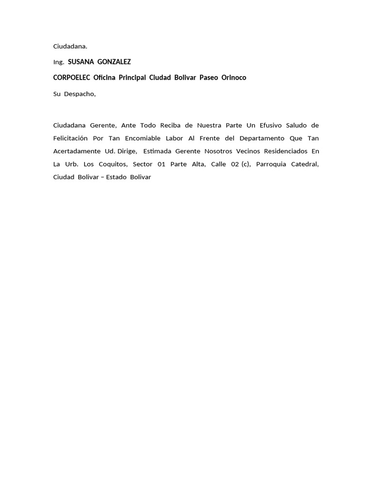 CORPOELEC Comunicacion Averia Calle 02, Sector 01 | PDF