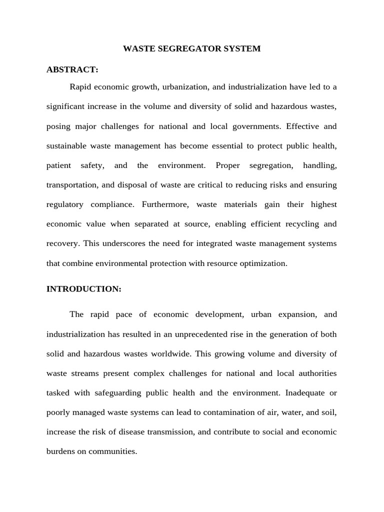 Waste Segregator System | PDF | Waste Management | Waste