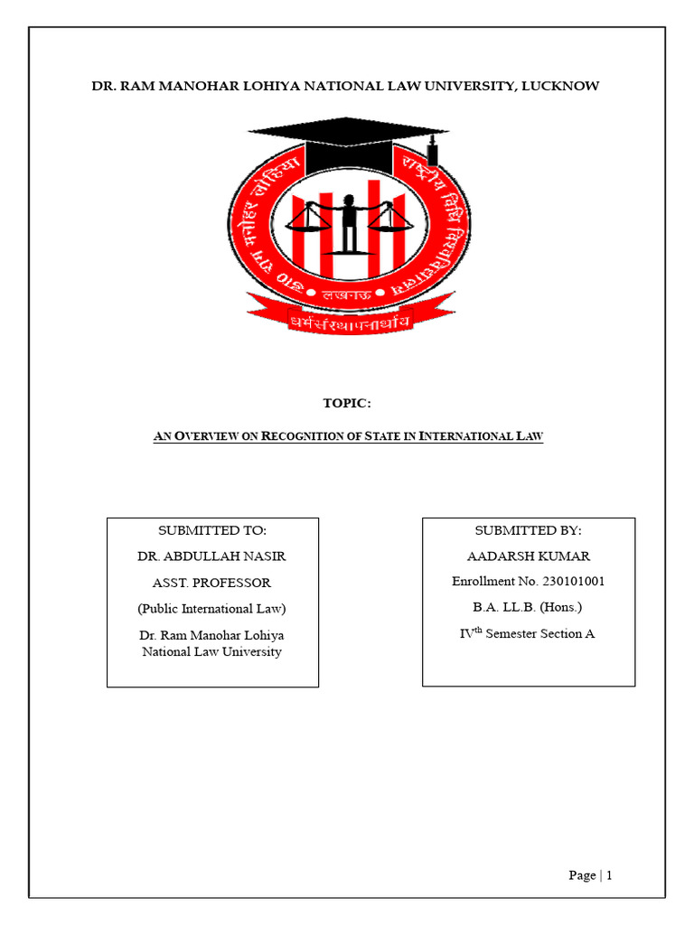 Overview of State Recognition in Law | PDF | Sovereign State ...