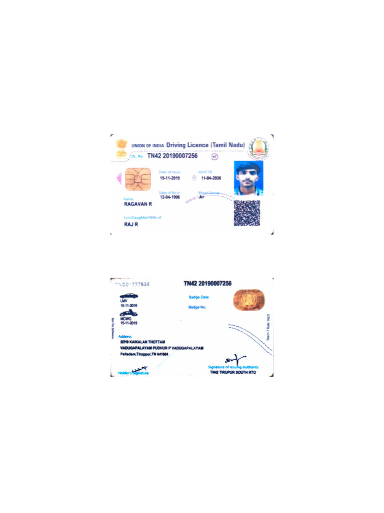 Tamil Nadu Driving Licence Details | PDF