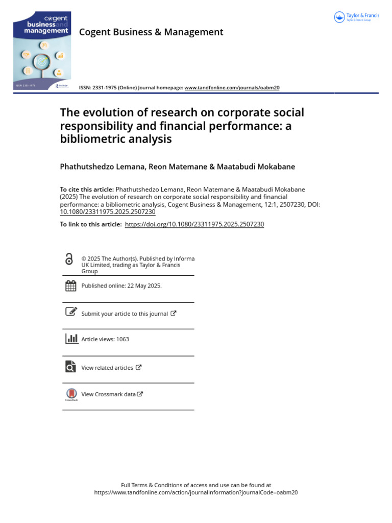 CSR and Financial Performance Analysis | PDF | Corporate Social ...