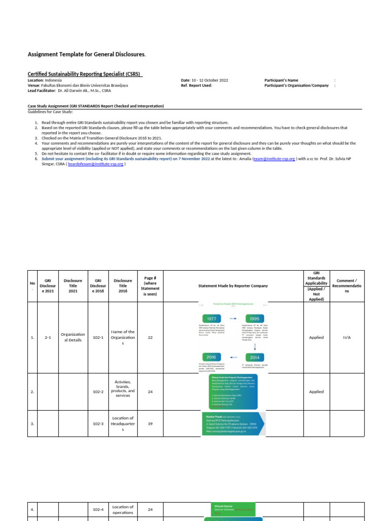General Disclosures Assignment Template | PDF | Governance | Business