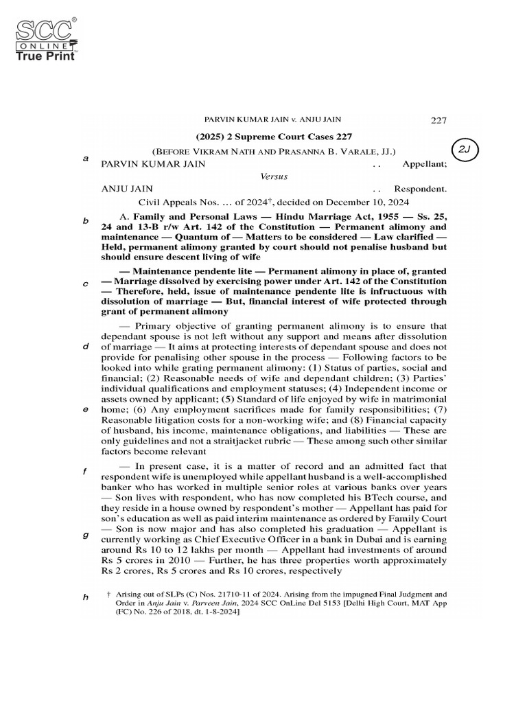 Parvin Kumar Jain v. Anju Jain, (2025) 2 SCC 227 | PDF | Courts ...
