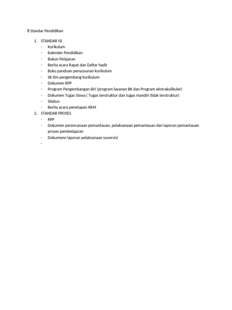 8 Standar Pendidikan | PDF