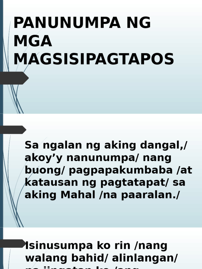 Panunumpa NG Mga Magsisipagtapos | PDF