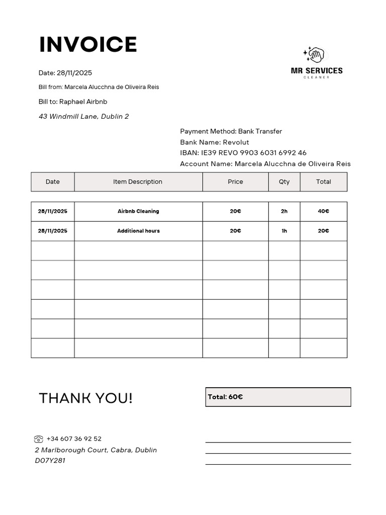 Windmill Airbnb Invoice 28.11 | PDF