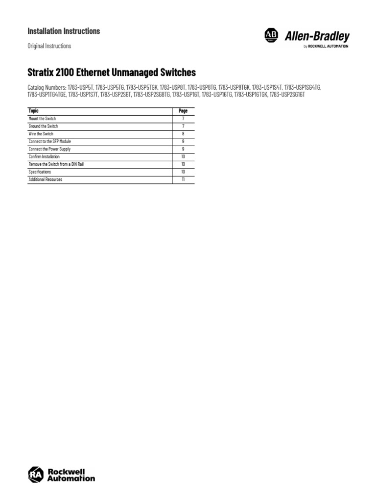 Stratix 2100 Switch Installation Guide | PDF