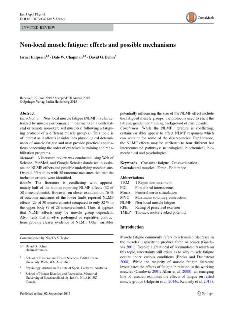 Non local muscle fatigue effects and pos | PDF | Electromyography