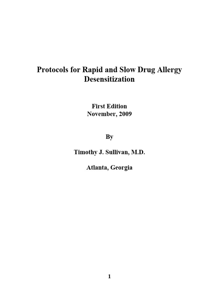Protocols For Rapid and Slow Drug Allergy Desensitization (Sullivan ...