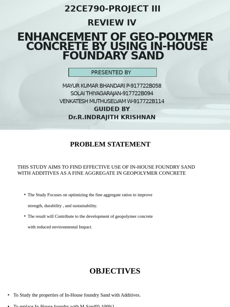 Review IV Solai, Mayur, Venkatesh Final | PDF | Concrete | Density
