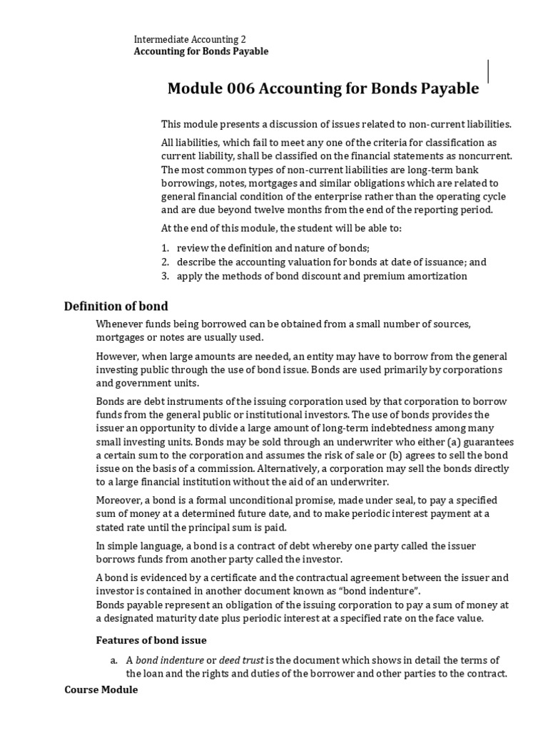 Week 3 - Module 006 Accounting For Bonds Payable | PDF | Bonds (Finance ...