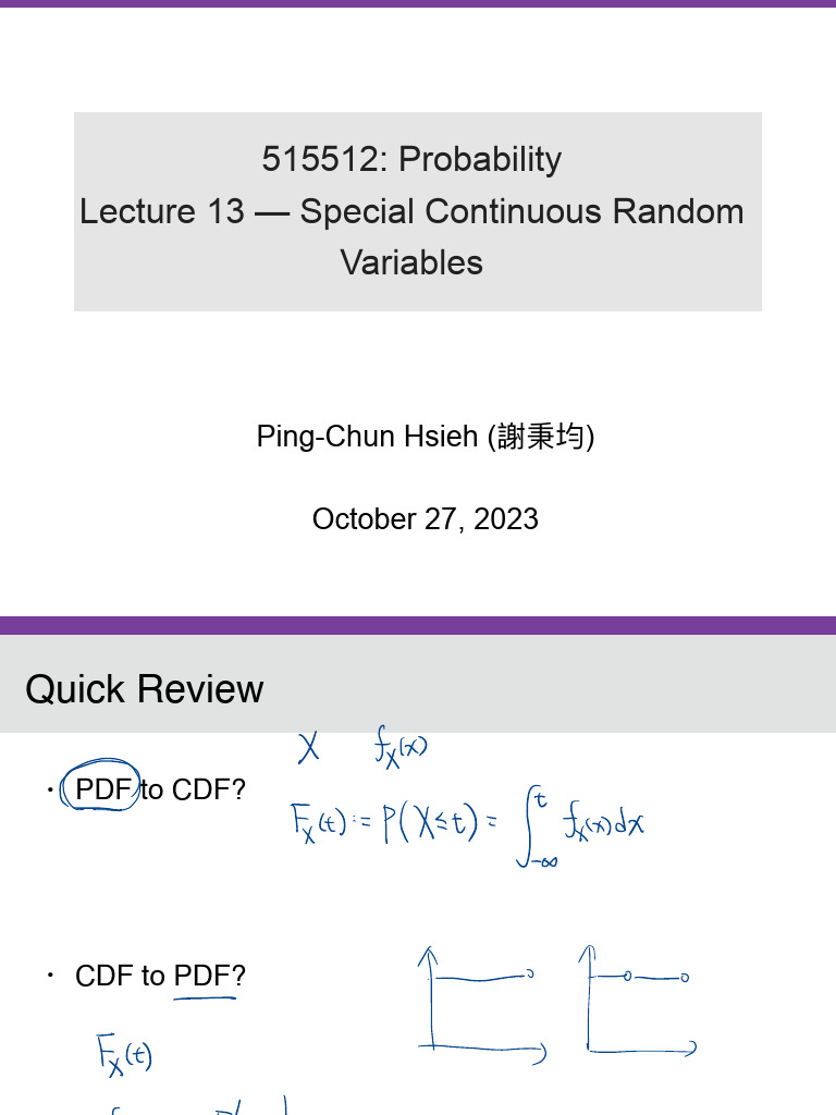 Lec13-Continuous-Random-Variables | PDF | Probability Density Function ...