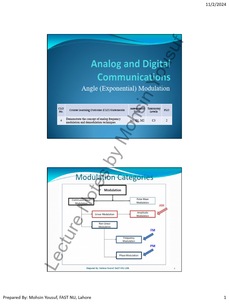 Chapter 5 Angle Modulation (Part 1) Students | PDF | Frequency ...