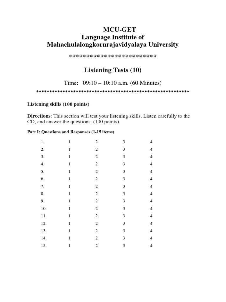Listening Tests for English Skills | PDF | Enlightenment In Buddhism ...