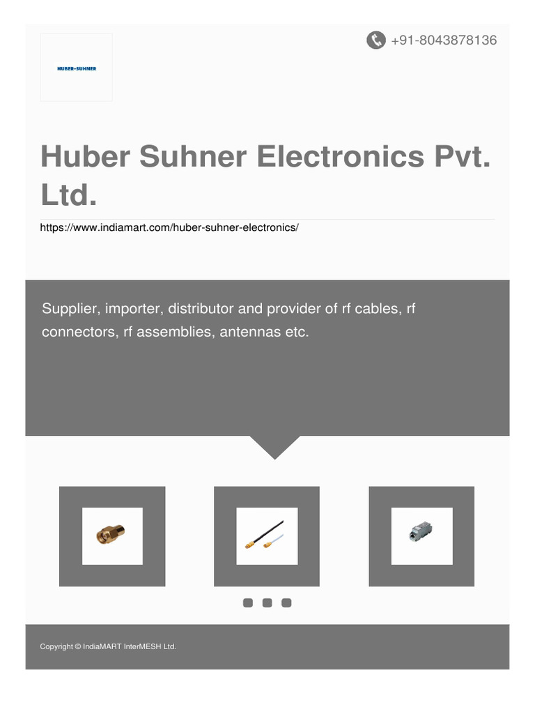 Huber Suhner Electronics Pvt Ltd | PDF | Coaxial Cable ...