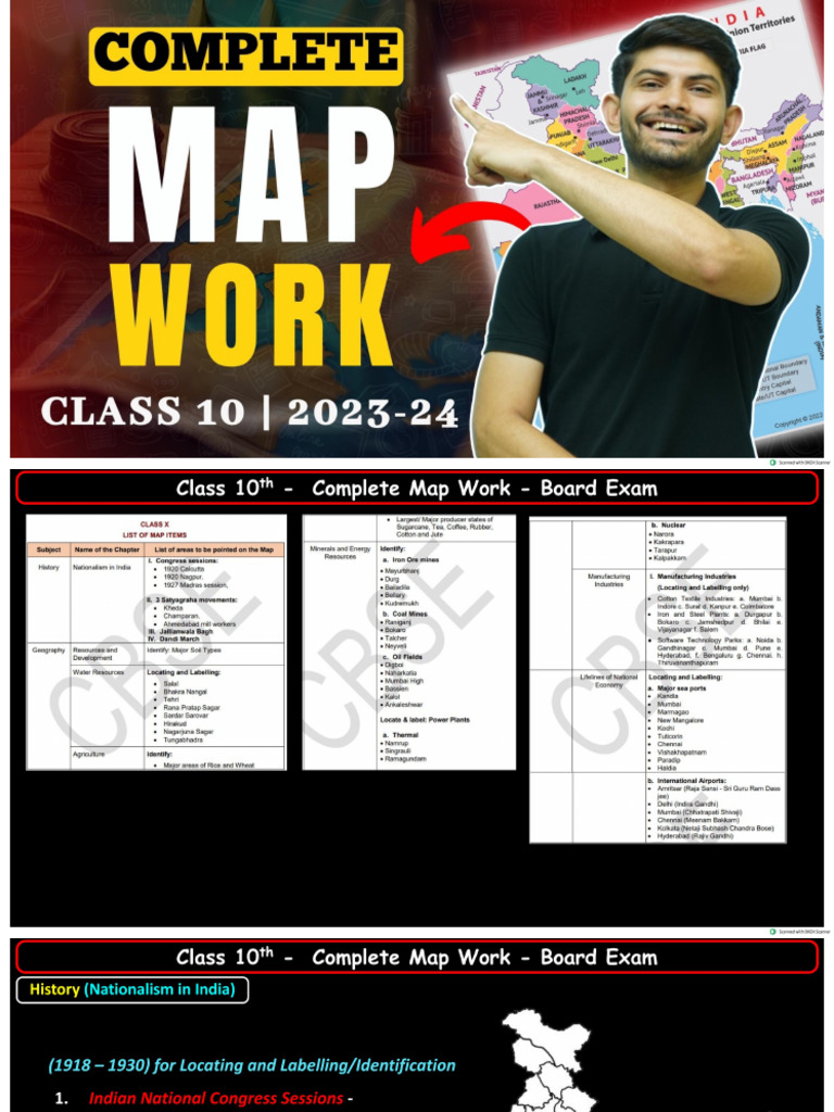 Class 10th - Complete Map Work - Board Exam-1 | PDF