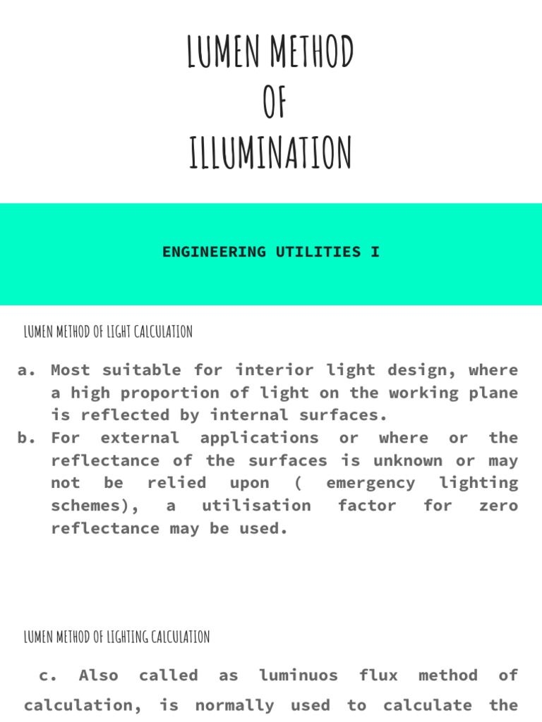 Lumen Method of Illumination | PDF | Lighting | Electromagnetic Radiation
