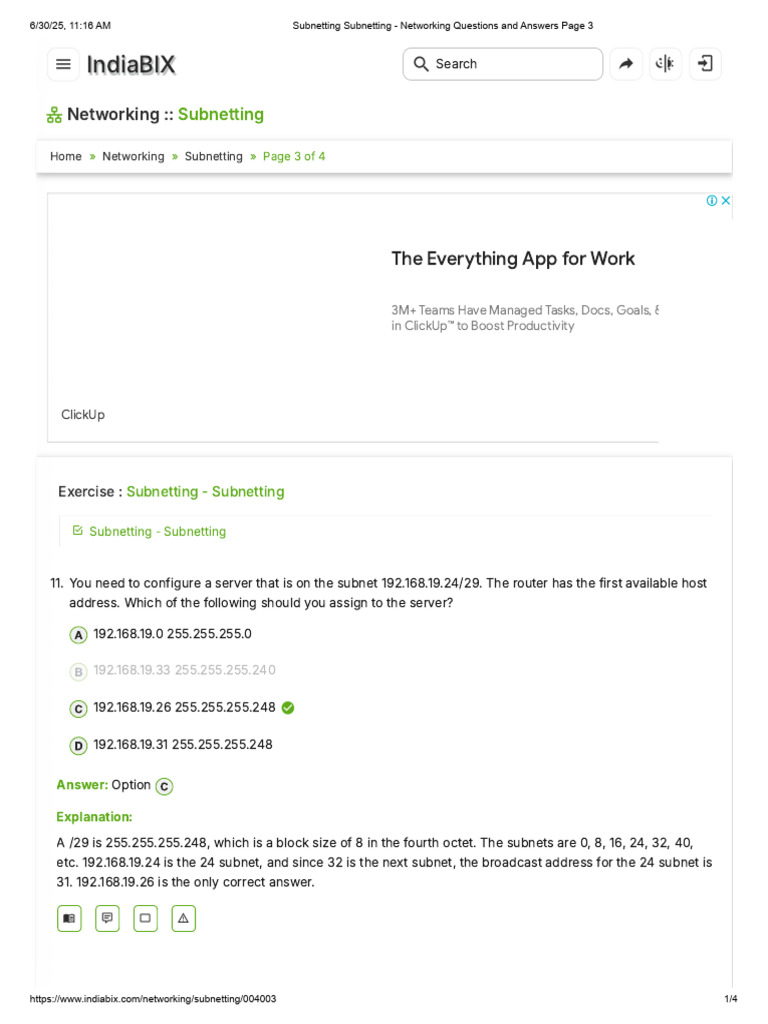 Subnetting Subnetting - Networking Questions and Answers Page 3 | PDF | Computer Network | Ip ...