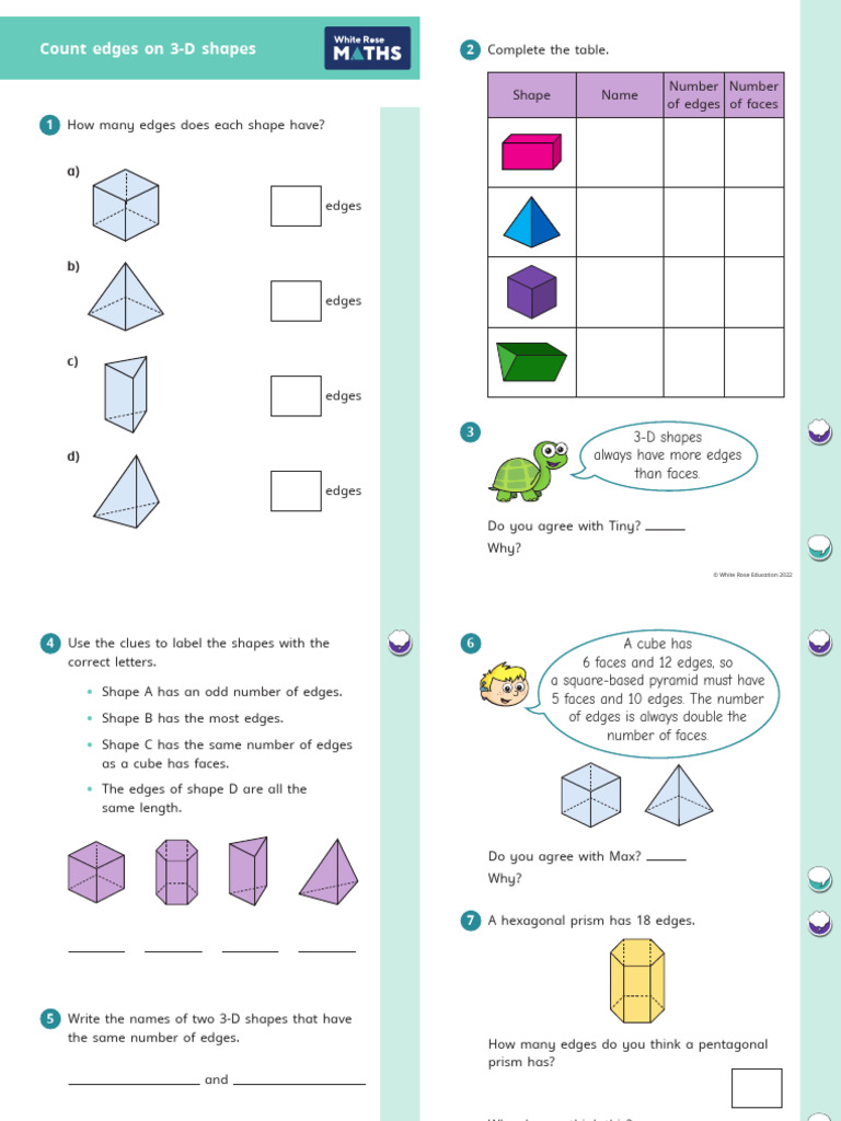 Y2 Autumn Block 3 WO9 Count Edges On 3D Shapes 2022 | PDF | Polytopes ...