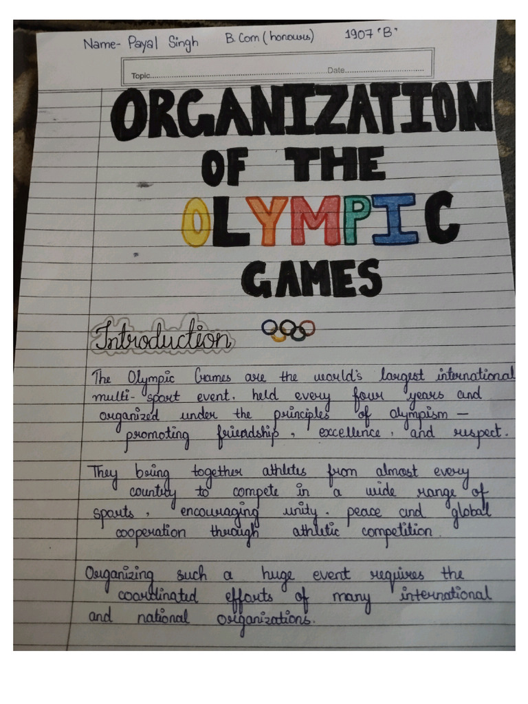 Organization of Olympic Games - Ge.assignment | PDF