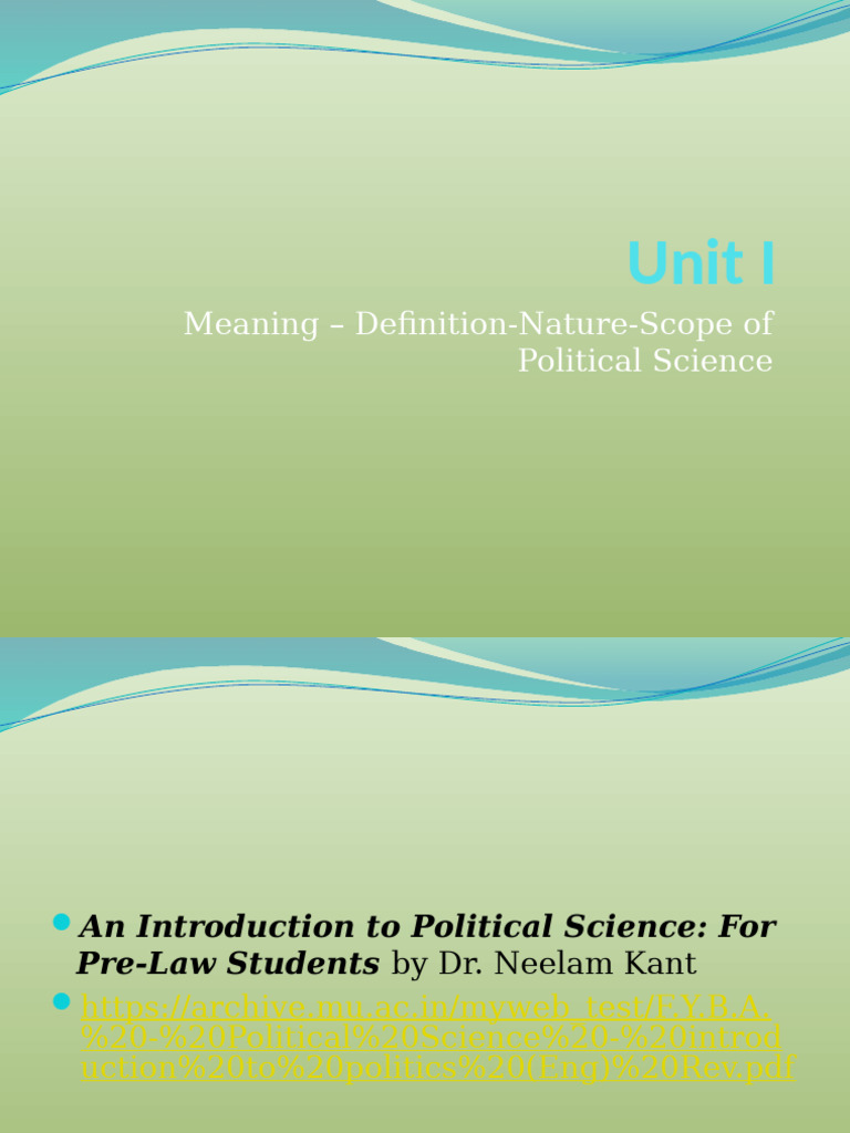 Political Science I - unit 1 | PDF | Science | Economics