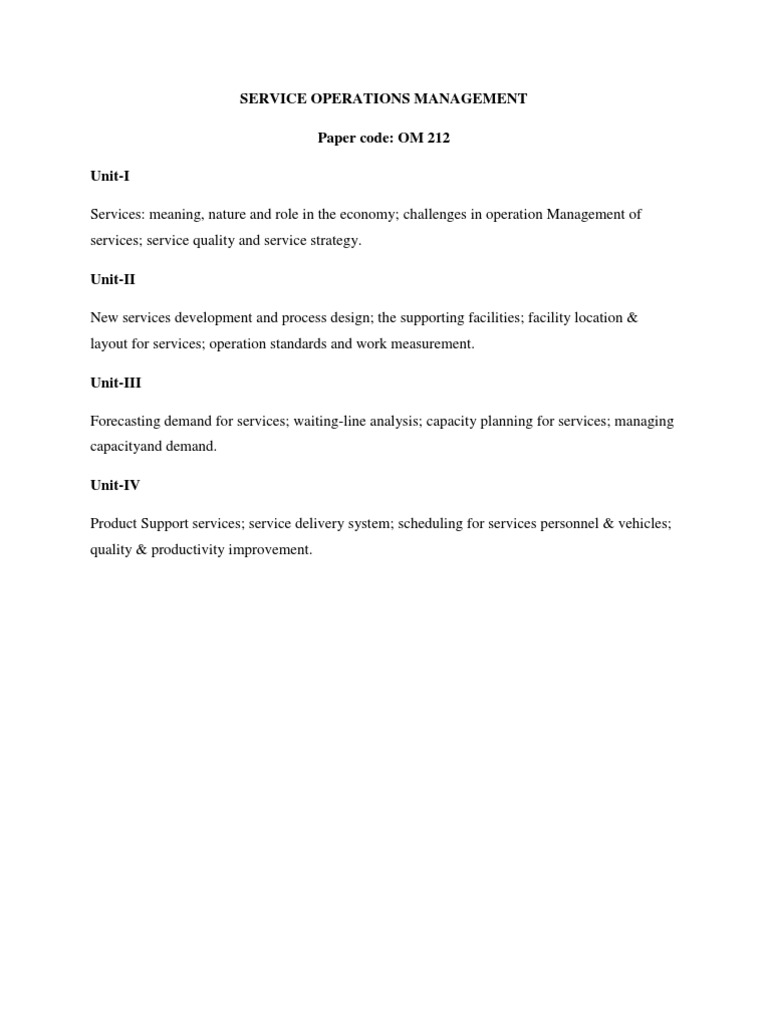 Service Operations Management Overview | PDF | Economy Of India ...