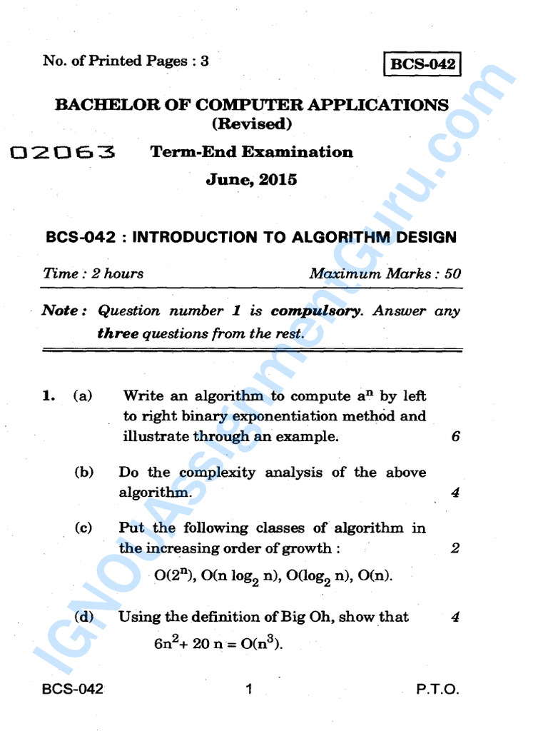 11._June_2015 BCS-042 IGNOUAssignmentGuru.com | PDF | Computational Science | Graph Theory
