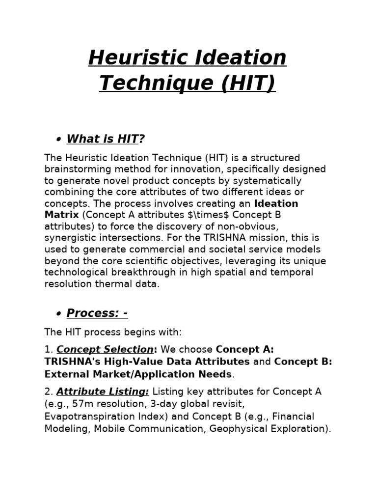 Heuristic Ideation Technique for TRISHNA | PDF | Earth Sciences