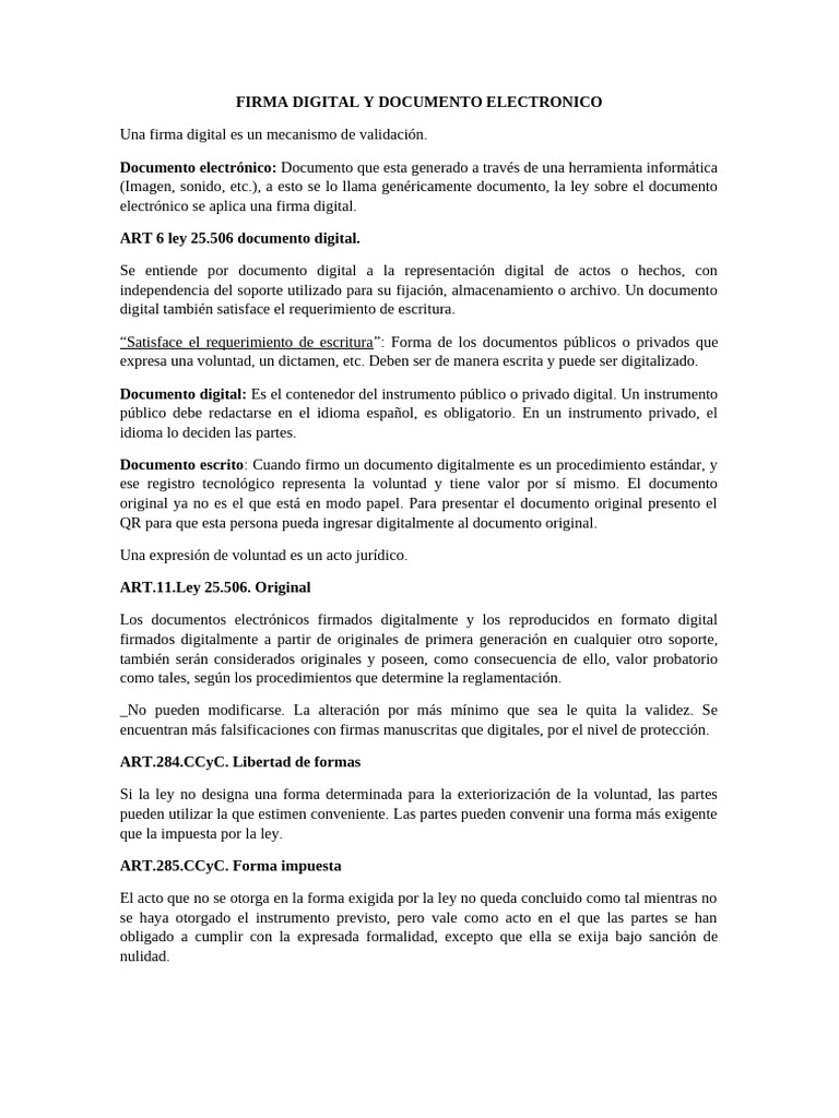 Firma Digital y Documentos Electrónicos | PDF | Documento