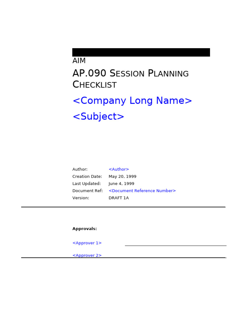Session Planning Checklist Template | PDF | Computing